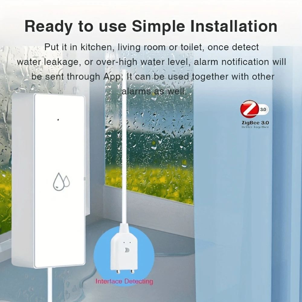Smart Leak Detector Zigbee Water Detector Water Sensor Alarm Flood Detector With App Lication ...