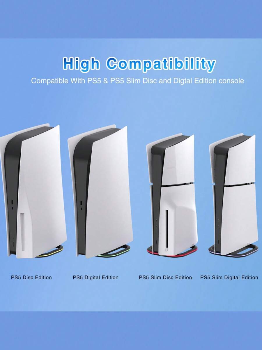 Console de Jogos PS5, PS5 Slim, PS5 PRO com Unidade de Disco Digital, Base com Luz RGB Piscante ...