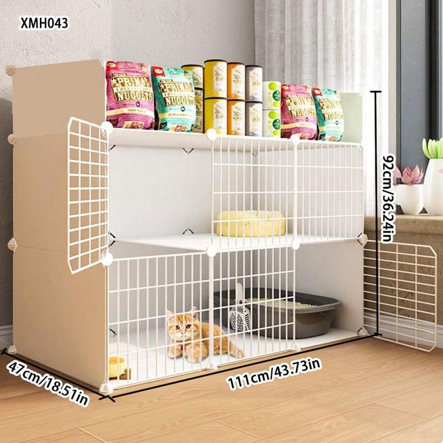 3-Tier Cat Cage With Litter Box, Extra Large Indoor Cat House With Free ...