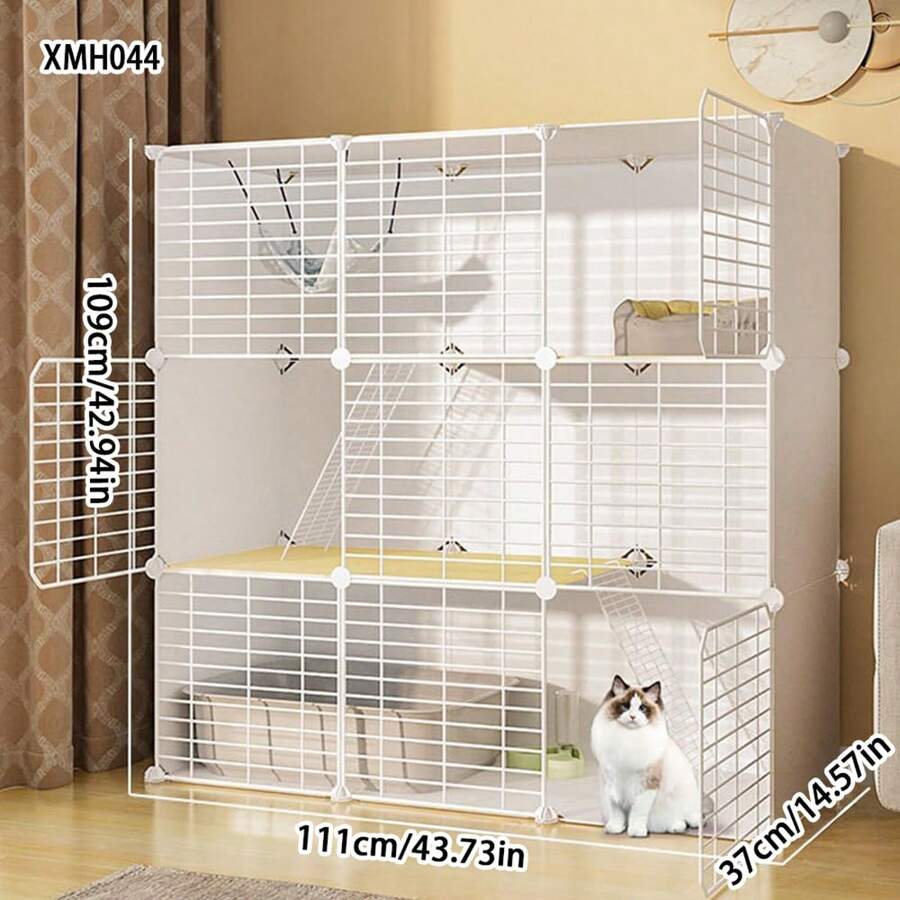 3-Tier Cat Cage With Litter Box, Extra Large Indoor Cat House With Free ...