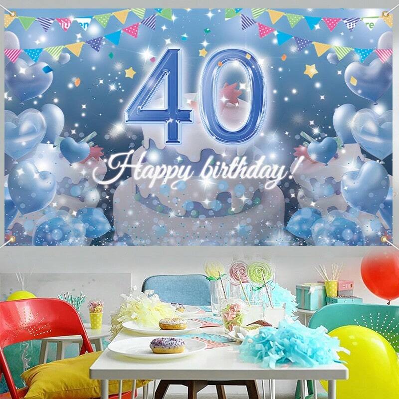 40th Birthday Party Decorations, Happy Birthday Background With Dark ...