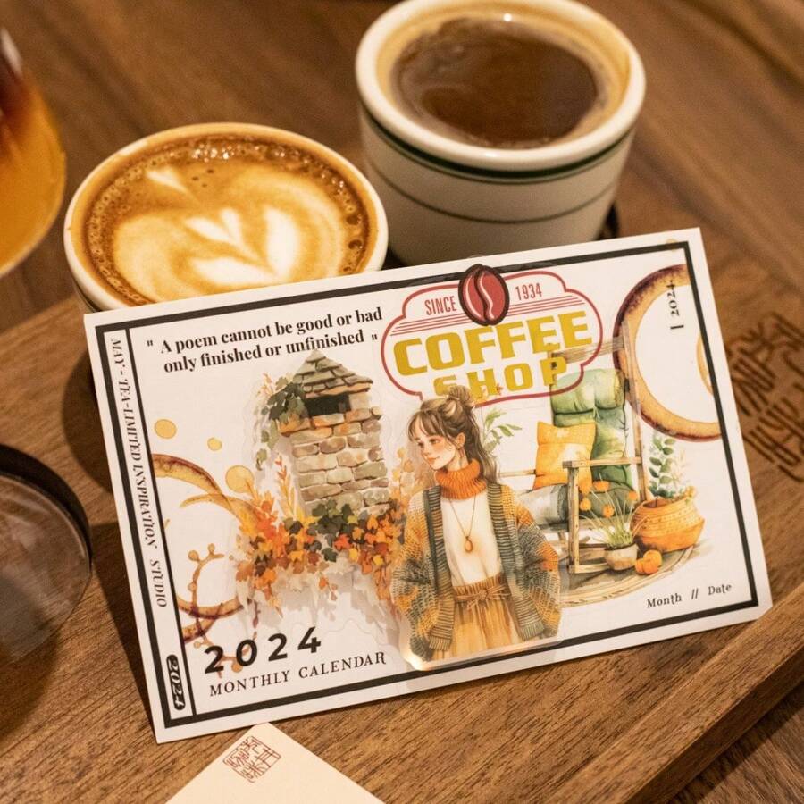 120 Pieces Six Types PET Film Sticker Package Retro Coffee Character ...