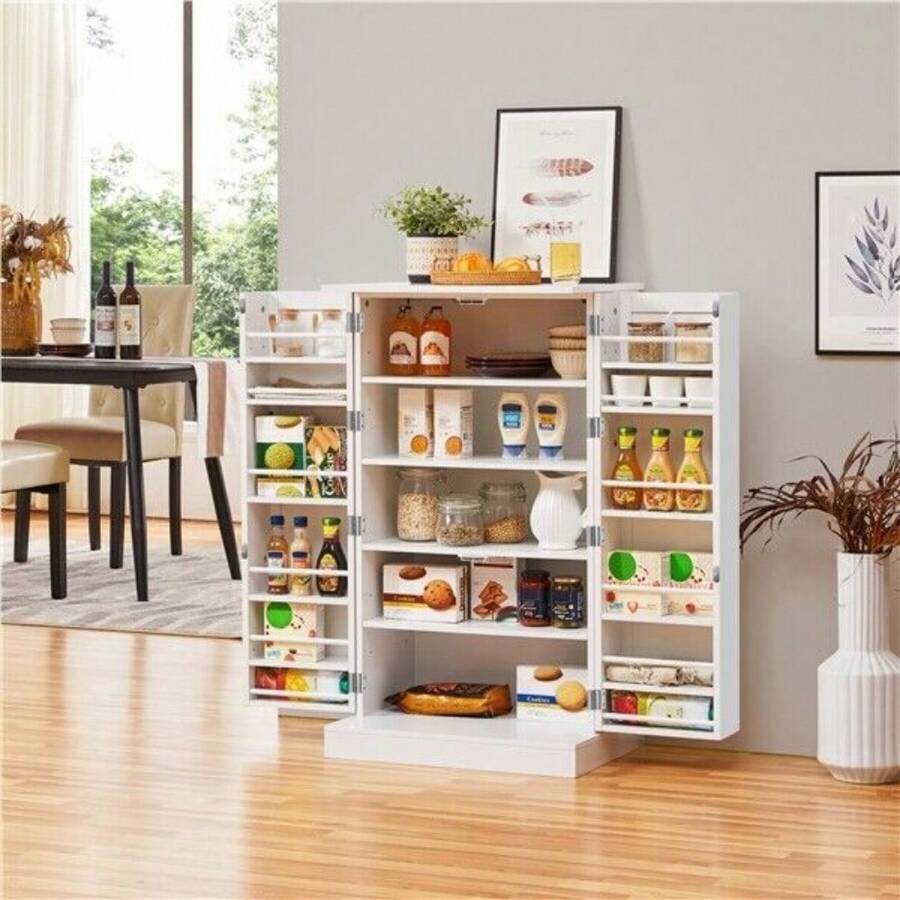 Kitchen Pantry Storage Cabinet Pantry Cupboard With Doors & 6 ...