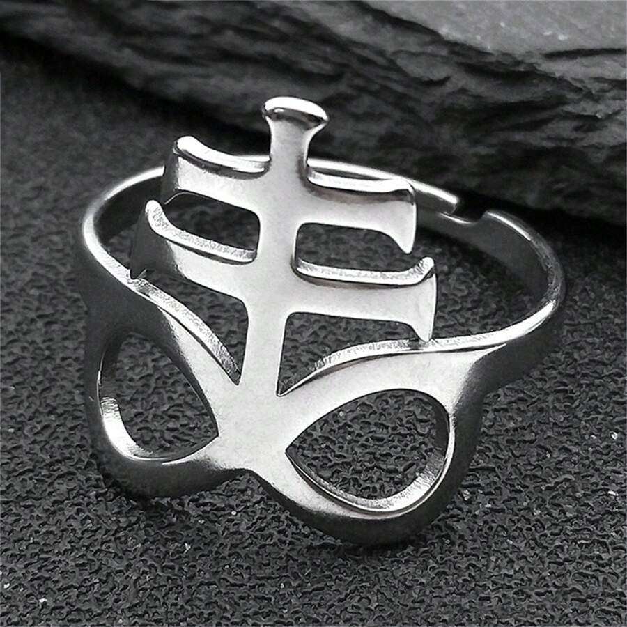 Satan Leviathan Cross Ring For Men Women Adjustable Stainless Steel ...