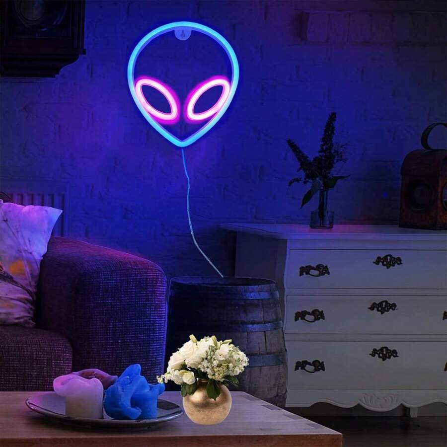 1pc LED Alien Shape Neon Hanging Light,Battery/USB Powered Romantic ...