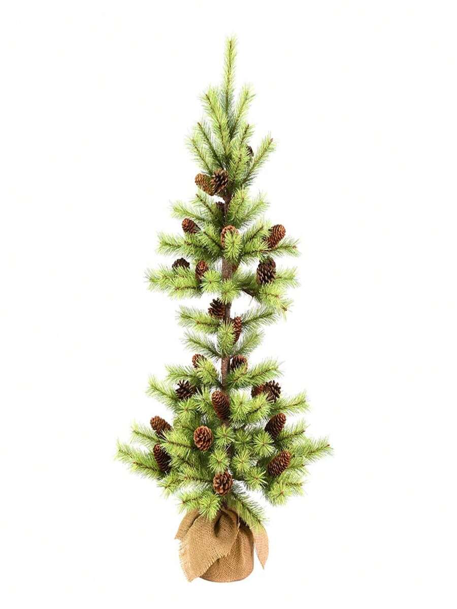 3 Ft. Green Artificial Austrian Pine Tree Burlap Base With Pincones ...