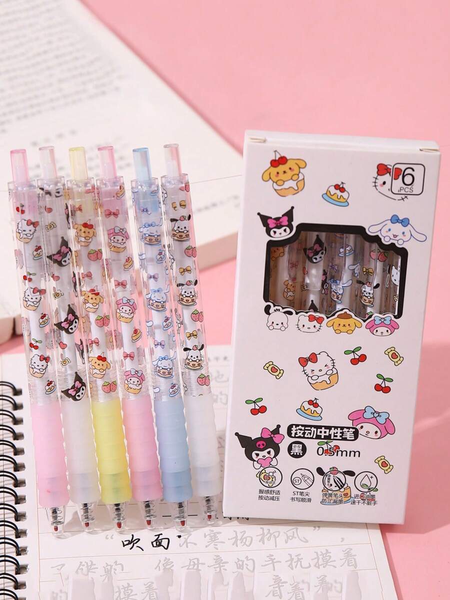 Sanrio 6pcs Sanrio Transparent Cartoon Cloud Grip 0.5mm Black Ink ...