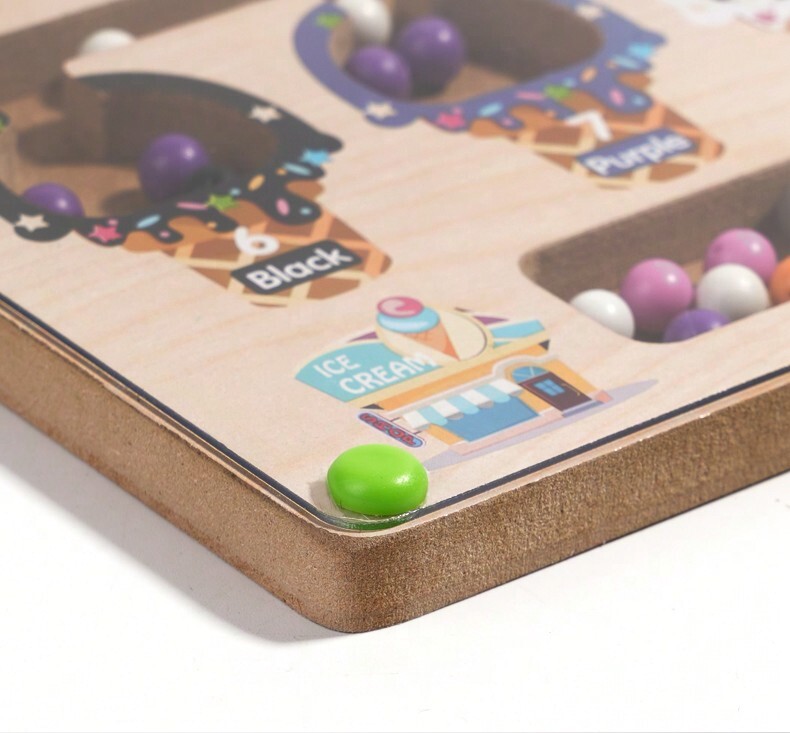 Kids Wooden Color Sorting Ice Cream Cup Toy, Training Concentration And ...