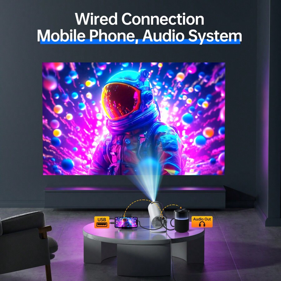 Miniprojector, 1080P Full HD draagbare projector, geschikt voor ...