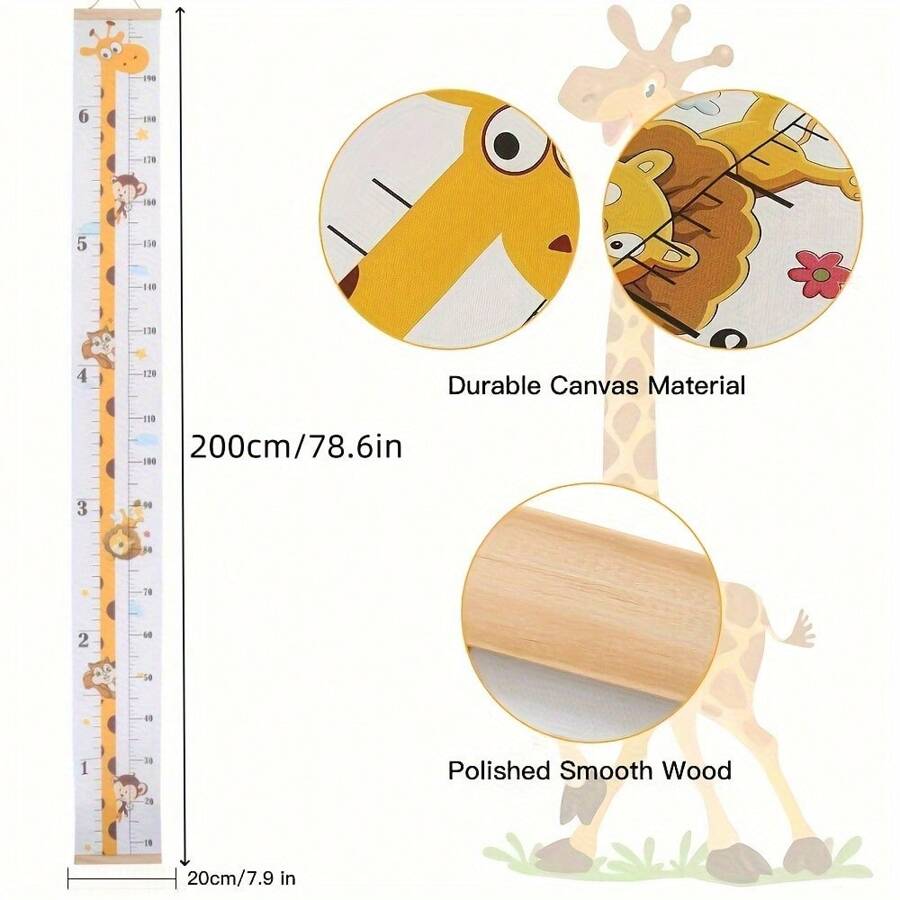 2m Height Measuring Ruler With Giraffe, Lion, Monkey, Squirrel Pattern ...