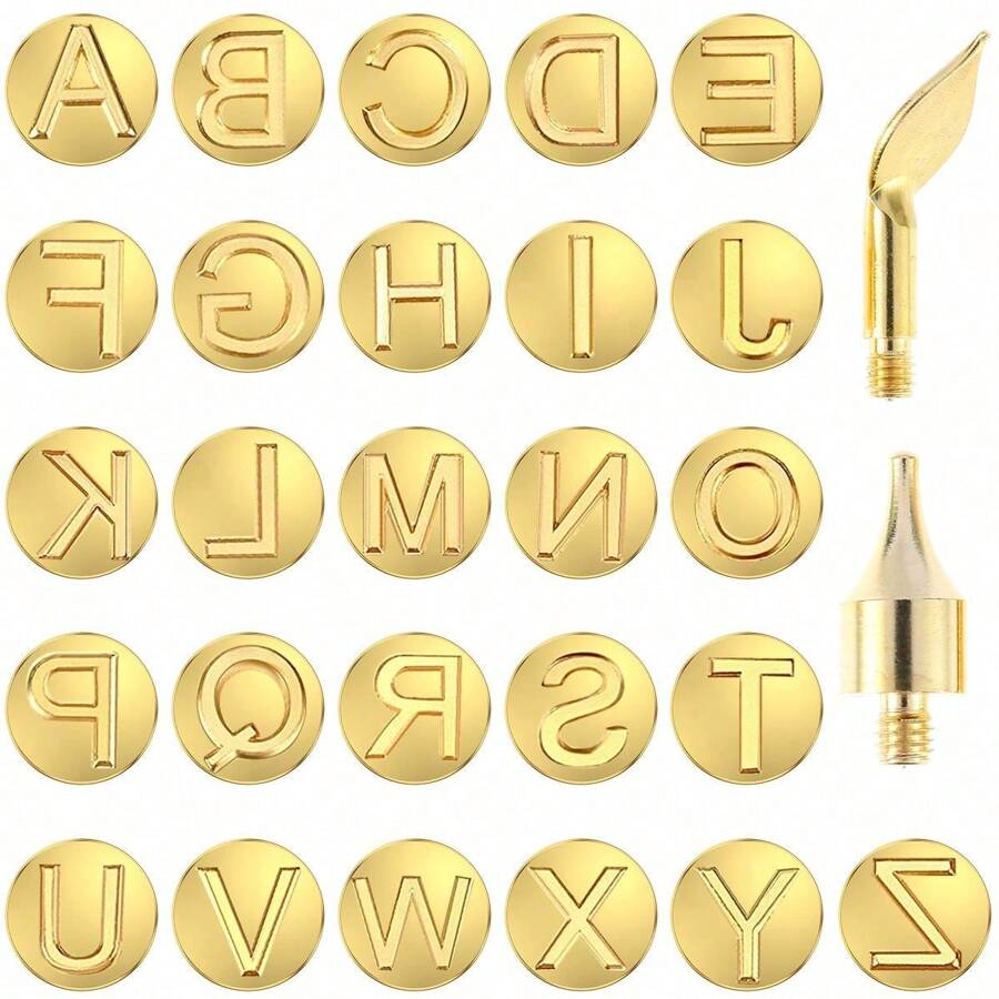 28Pcs Wood Burning Tip Copper Letters Wood Burning Tool Wood Burning ...