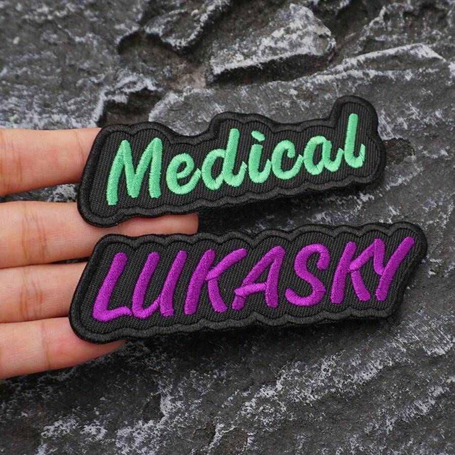 Custom 2 Pcs Embroidery Patch With Hook And Loop Backing And Iron On ...