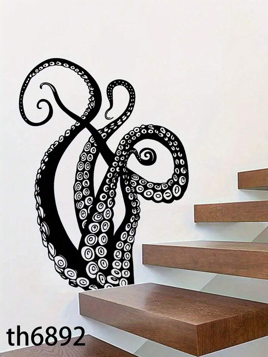 1pc Self-Adhesive PVC Octopus Wall Decal - Contemporary Animal Theme ...