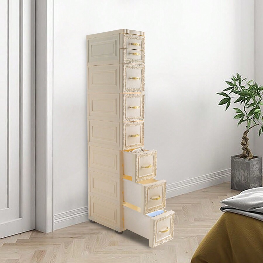 TFCFL 7 Tier Vertical Storage Unit With Drawers And Casters, Large ...