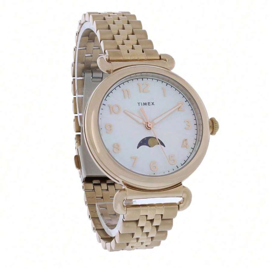 Timex Timex Moon Phase Ladies Rose Gold PVD Stainless Quartz Watch ...