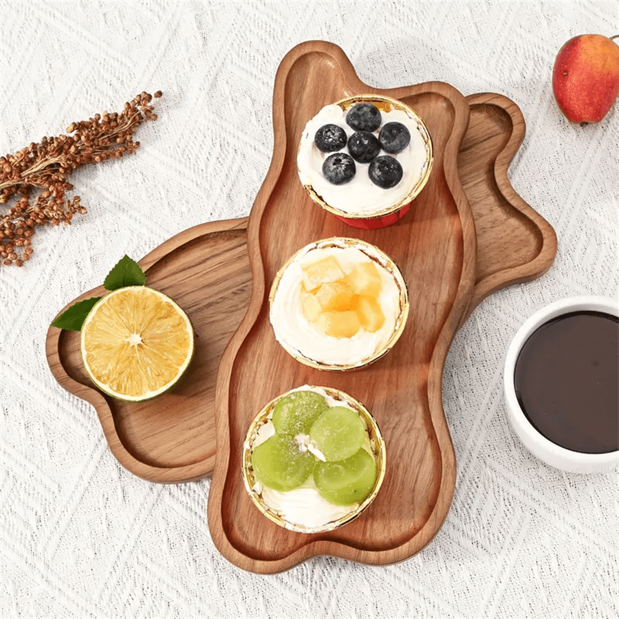 1pc Acacia Wooden Tray: Asymmetric Shaped Wooden Tray - Perfect For ...