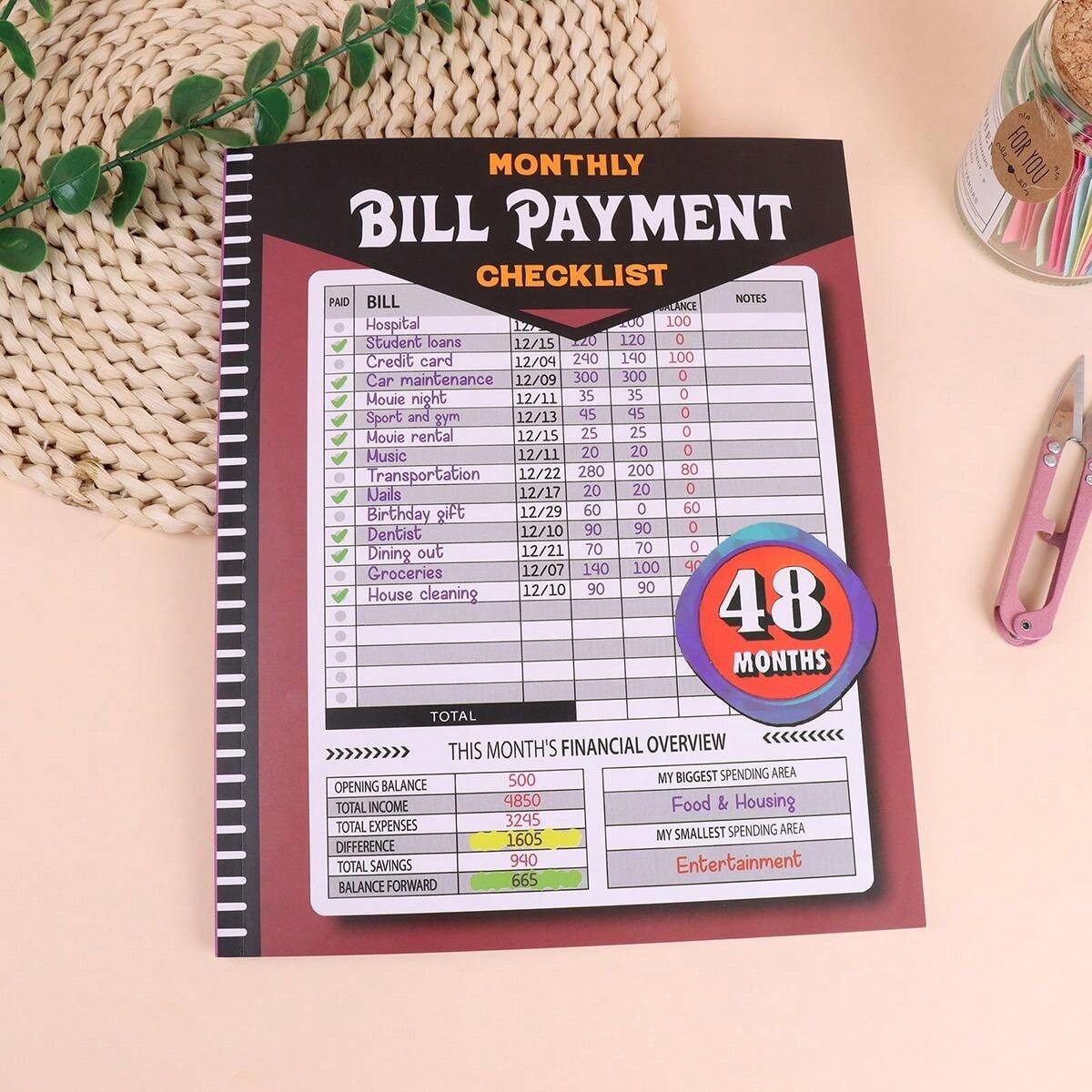 Monthly Bill Payment Tracking Notebook - Financial Management And ...