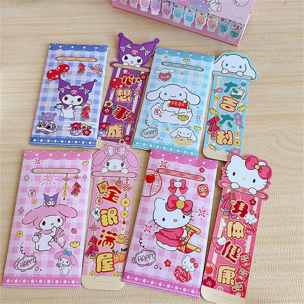 4 ชิ้น/ชุด ซองใส่เงินปีใหม่การ์ตูน, ข้อความอวยพรวาดด้วยมือสร้างสรรค์ ...