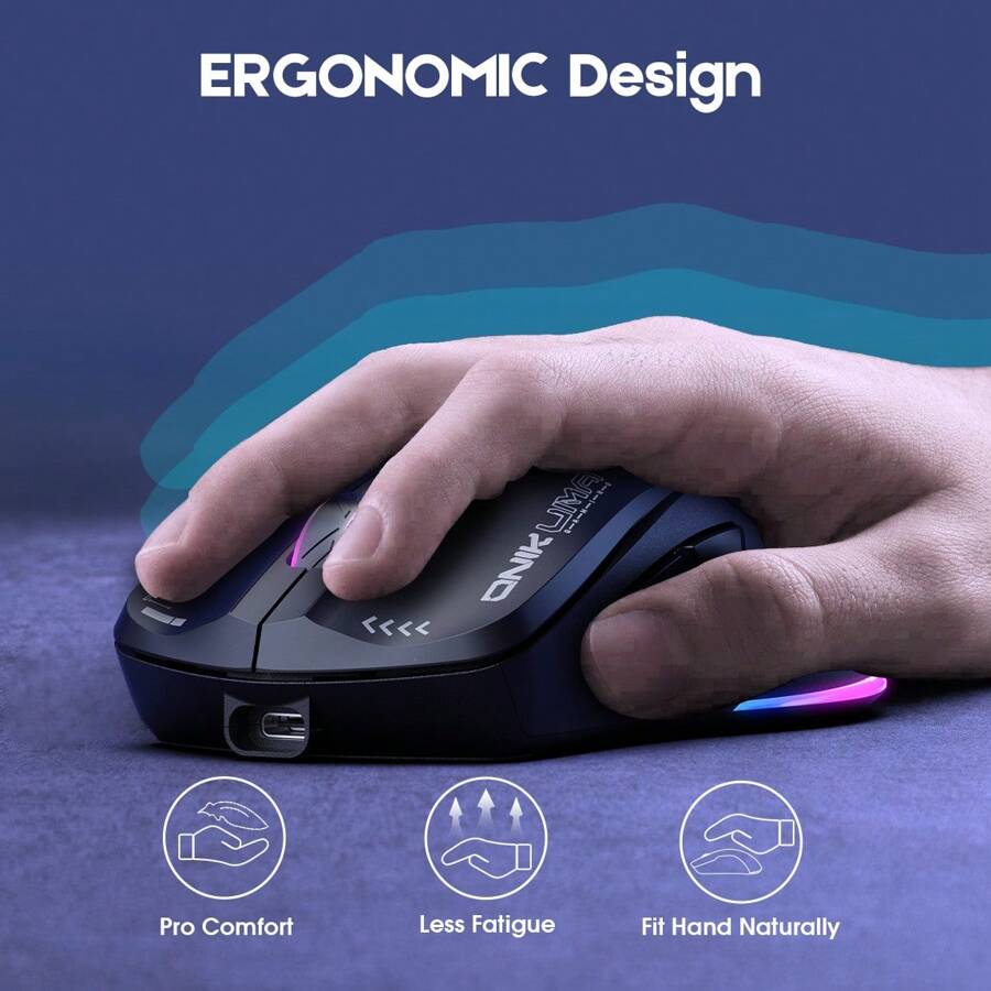 ONIKUMA CW917 Black Gaming Mouse Wired Wireless Mouse 2.4G Connection ...