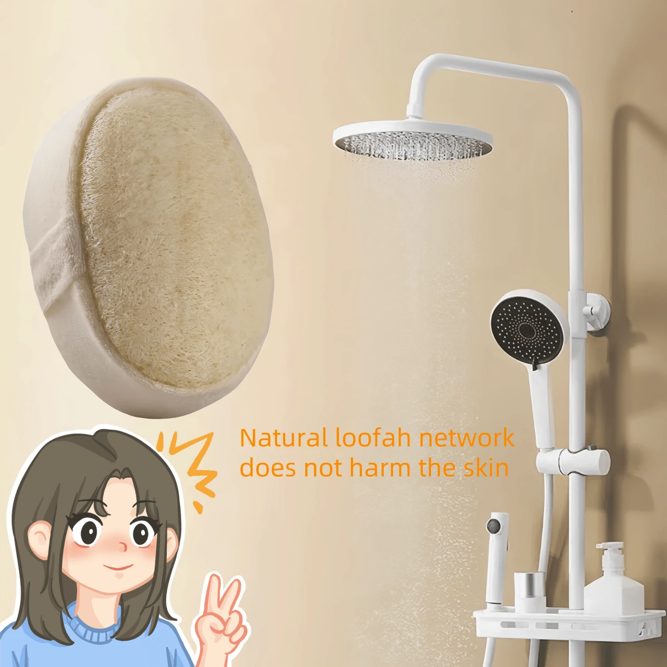 Natural Luffa Bath Scrubber, Thick Exfoliating Bath Towel, Body Loofah ...