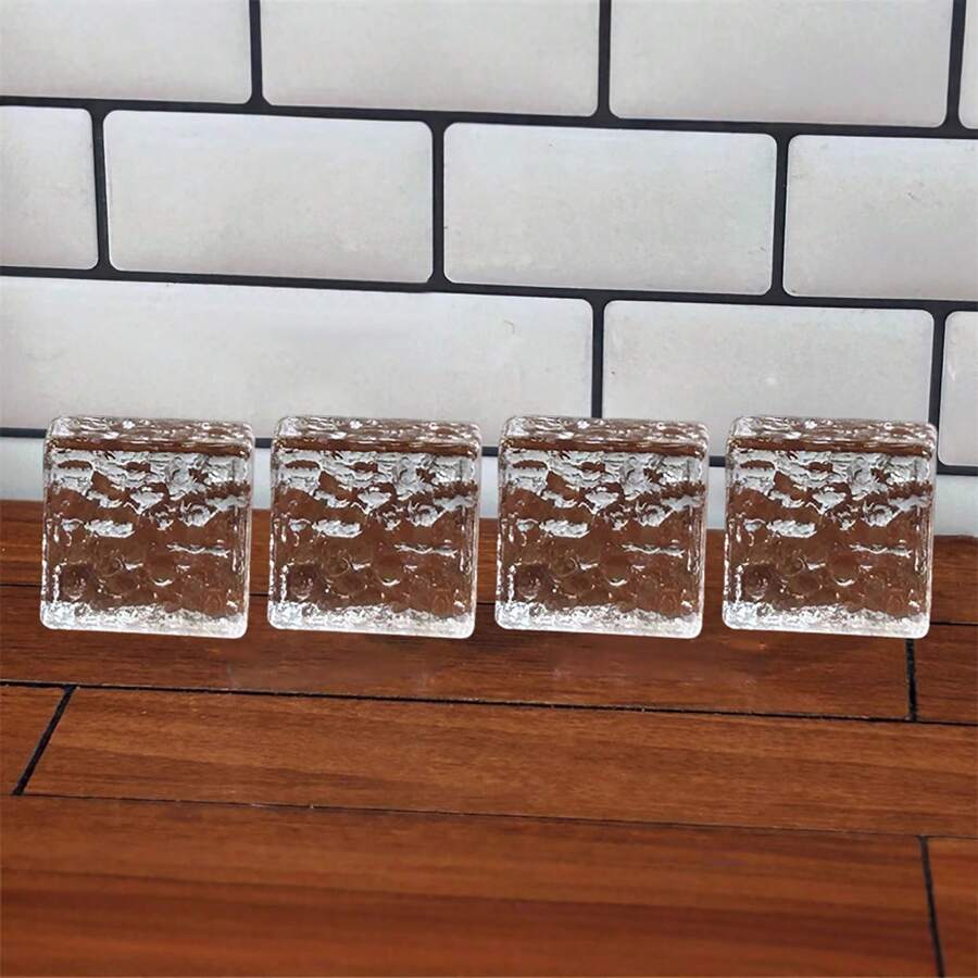 20Pcs Dollhouse Mini Crystal Clear Bricks Water Ripple Crystal Glass ...