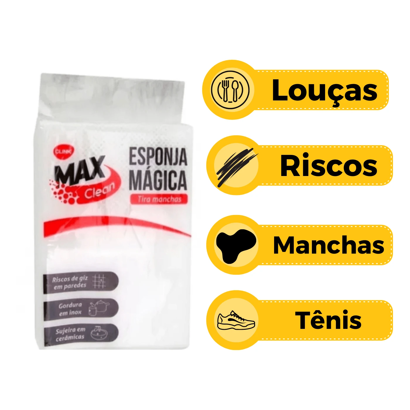 Kit 30 White Magic Sponge Stain Remover Max Clean Clink Cleans And ...