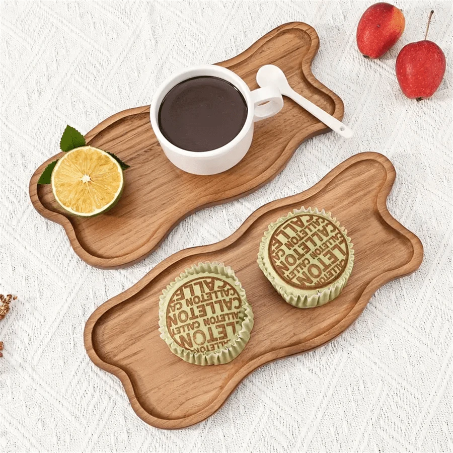 1pc Acacia Wooden Tray: Irregular Shaped Wooden Tray - Perfect For ...