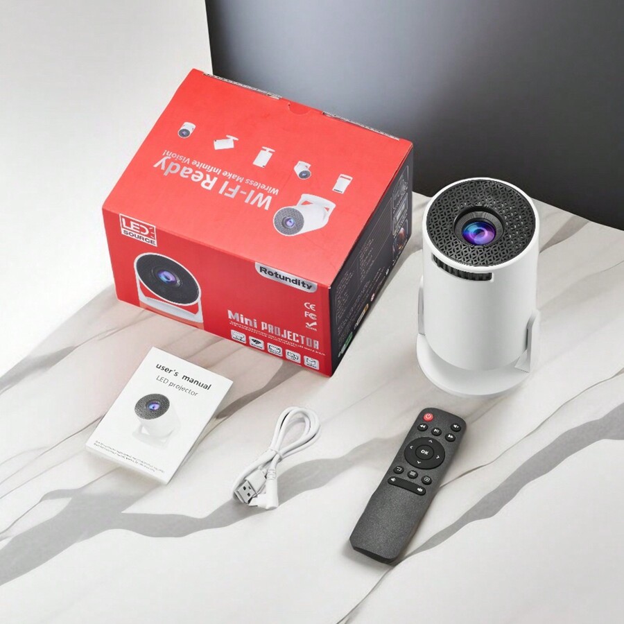 Projetor portátil HD Mini tamanho pequeno, fonte de alimentação de ...