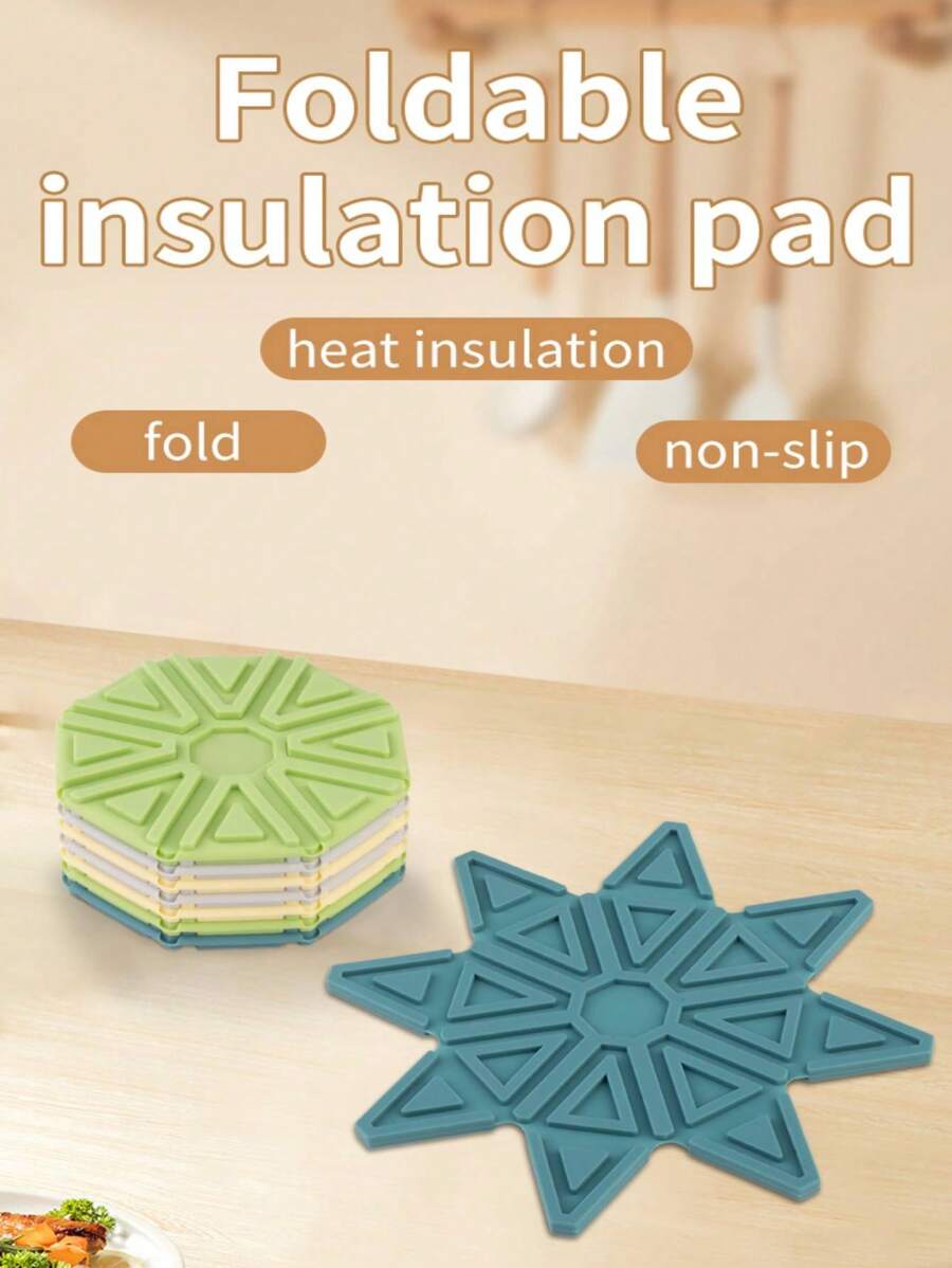 [1pc] Silicone Heat Resistant Mat For Kitchen, Star-Shaped Foldable ...