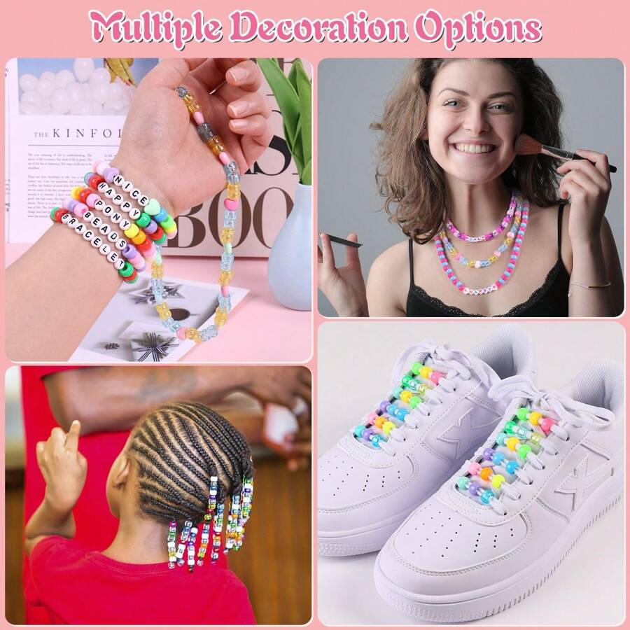 1 Set Pony Beads Bracelet Making Kit, 48 Colors Friendship Bracelet Kit ...