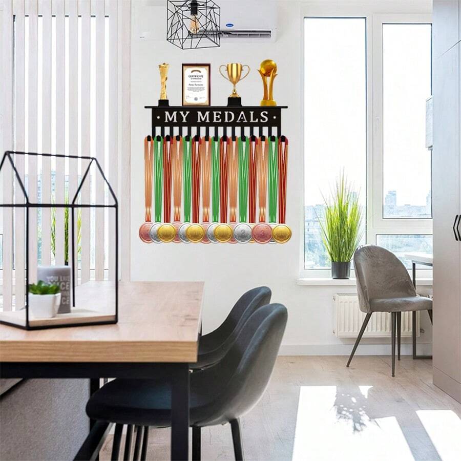 1pc 11.81inch X 3.15inch X 2.56inch Black Metal Wrought Iron Medal ...