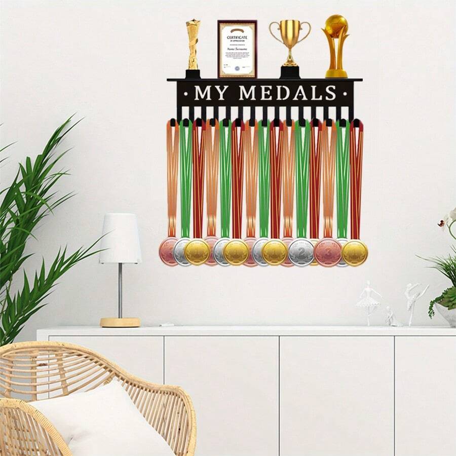 1pc 11.81inch X 3.15inch X 2.56inch Black Metal Wrought Iron Medal ...