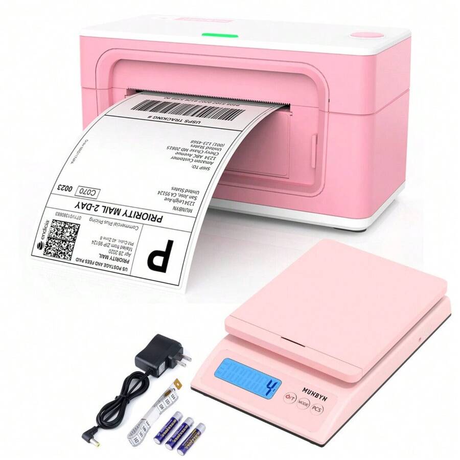 MUNBYN Pink Label Printer Thermal Shipping Address Barcode 4x6 With ...