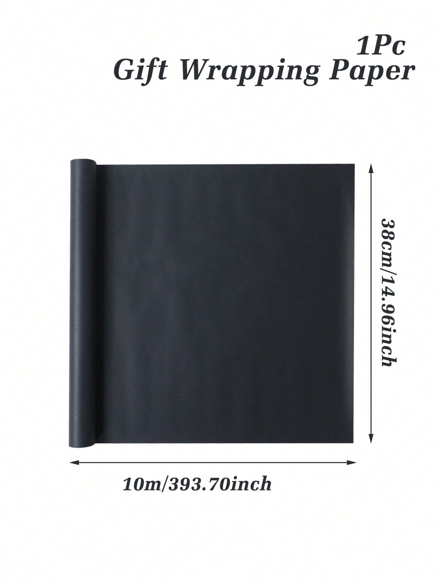 1Roll Black Wrapping Paper,Black Gift Wrap Paper For Wedding Birthday ...