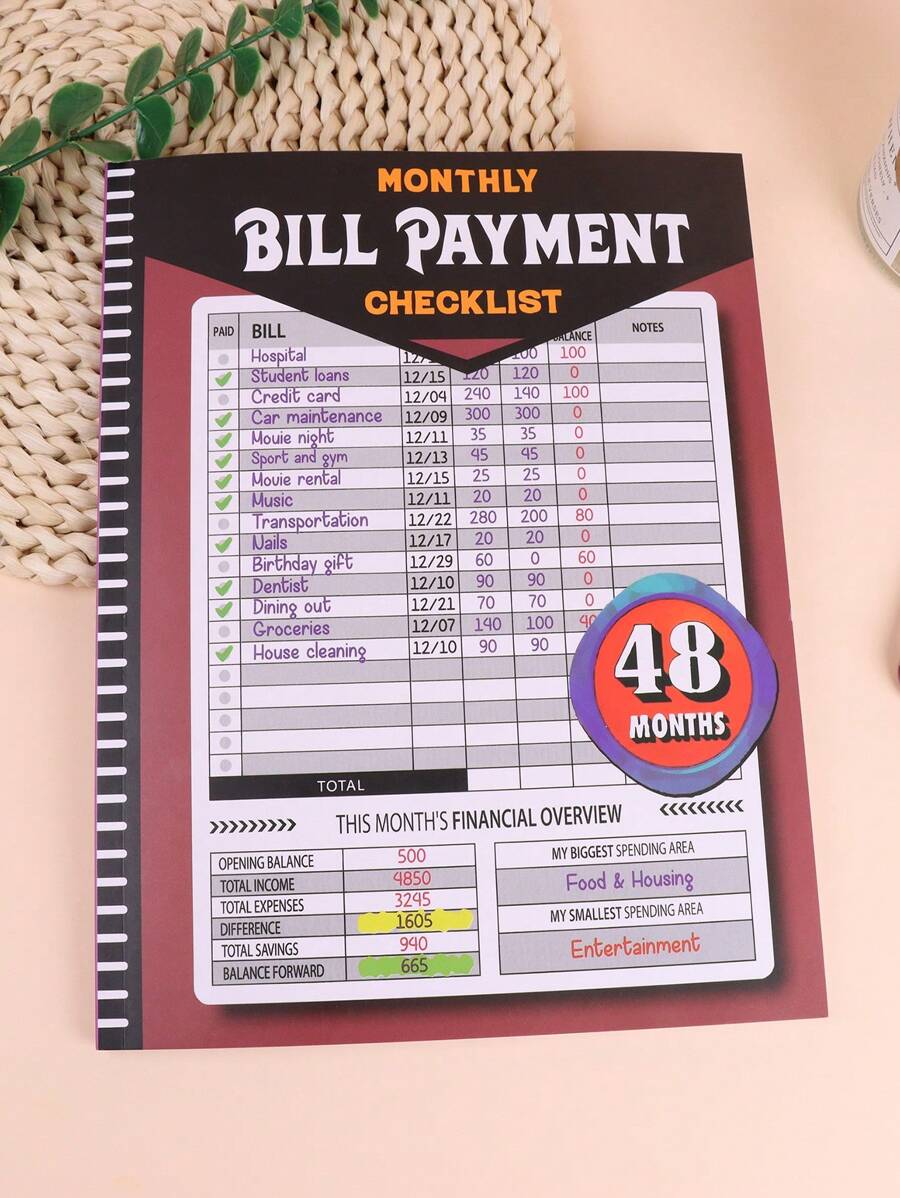 Monthly Bill Payment Tracking Notebook - Financial Management And ...