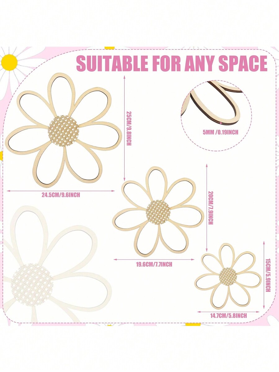 Boho Daisy Wall Decor, Rustic Farmhouse Bathroom Wall Art, Wooden ...