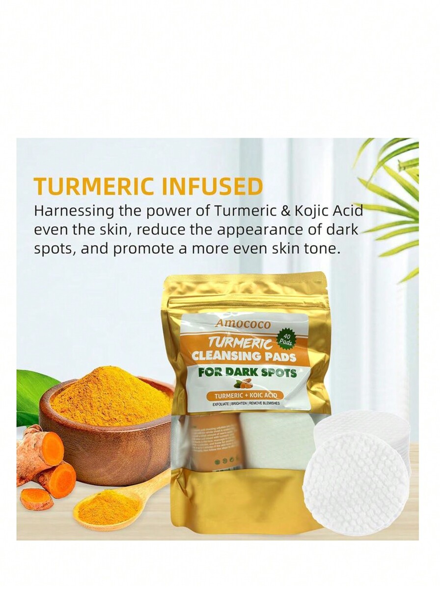 Turmeric Acid Brightening Cleanser One Side Black Remover Cotton Pad ...