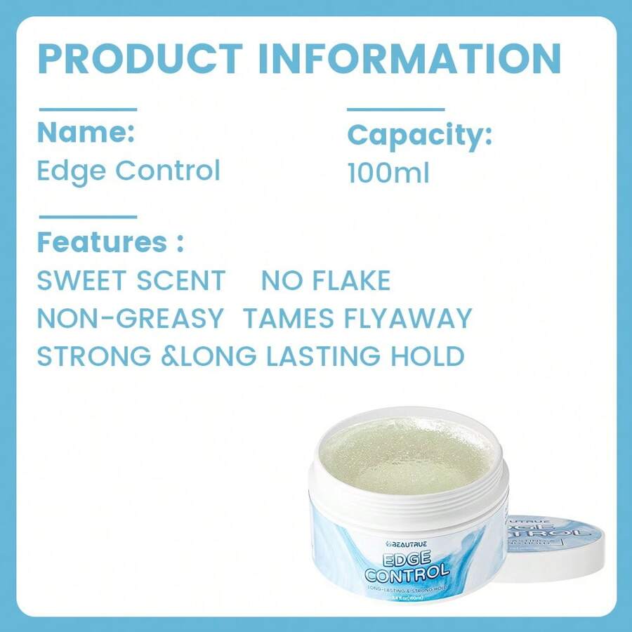 100ml Strong Hold Edge Control Gel Non-Greasy Non-Flaking No White Cast ...