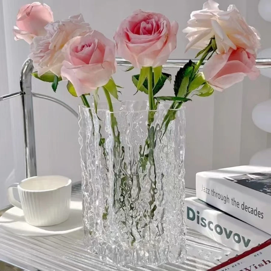 1pc Crystal Glass Flower Vase, Glass Vase For Dining Table Kitchen ...