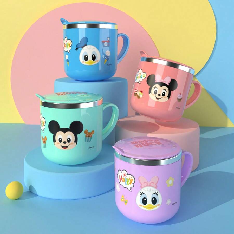 Disney Disney 260ml Stainless Steel Inner Liner Kids Breakfast Milk Cup, Toddlers Nursery School ...