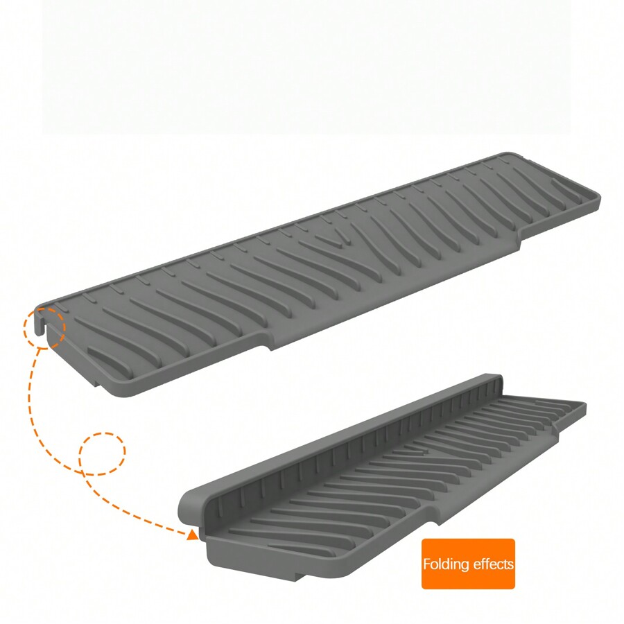 Large Opening Kitchen Drain Mat, Silicone Sink Drainer Mat With Sloped ...