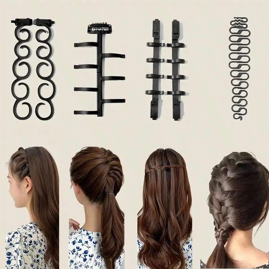 6PCS Hair Braiding Suit Fishbone Wave Hair Braider Centipede Braid Hair ...