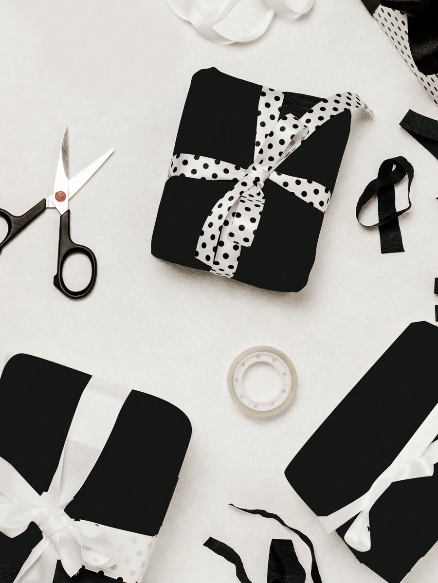 1 Roll, Black Wrapping Paper, DIY Gift Wrapping Paper For New Year ...