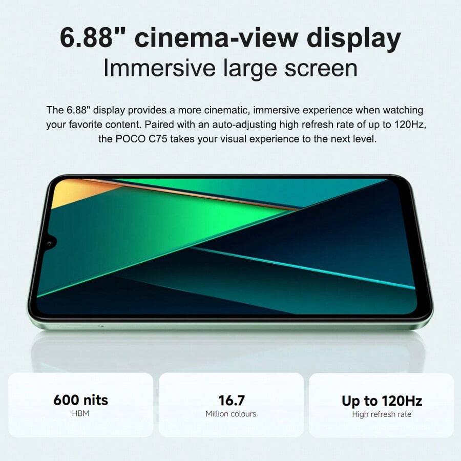 POCO C75 6+128G Global Version 6.88'' 120Hz Display Helio G81-Ultra Rear Camera 50MP Front ...