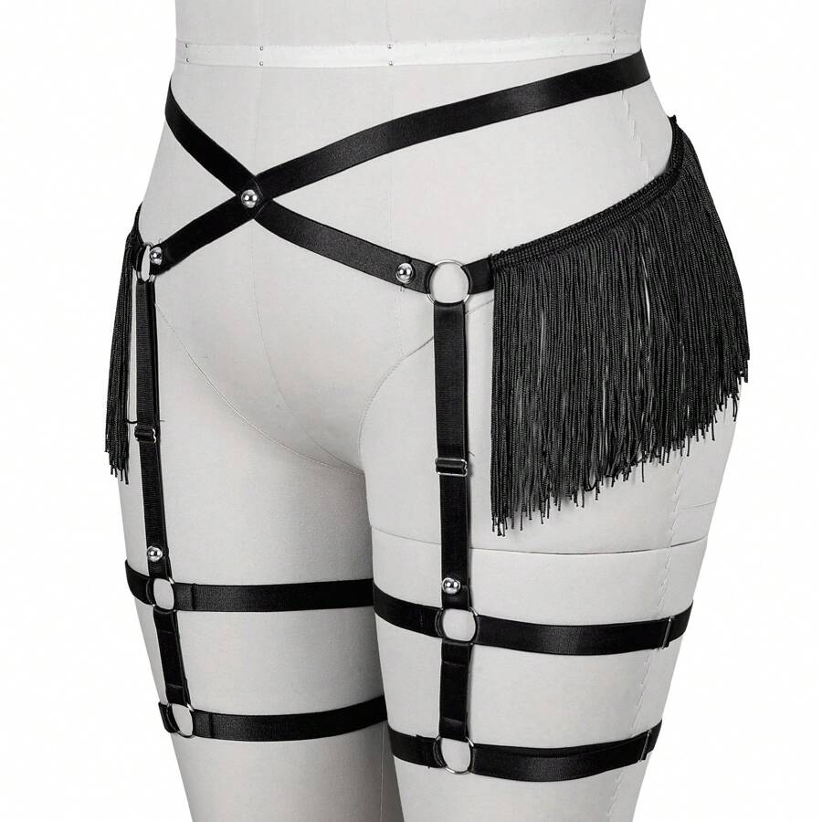 Women's Plus Size Body Harness Leg Garter Belt Tassel Thigh Punk ...