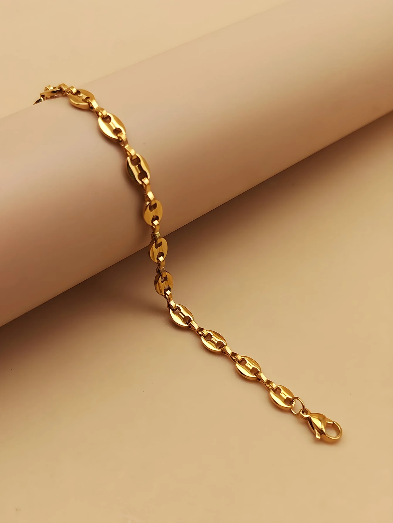 1pc Minimalist Hip-Hop Inspired Golden Pig Snout & Coffee Bean Chain ...