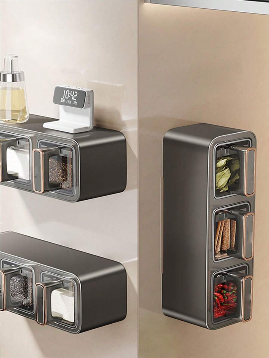 1pc Kitchen Seasoning Box With Spoon, Free Combination Condiment Storage Container, Small ...