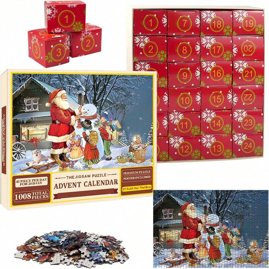 Zfseyuh Puzzle Calendario de Adviento 2024, Puzzle de Navidad, 1008 Puzzles, Calendario de ...
