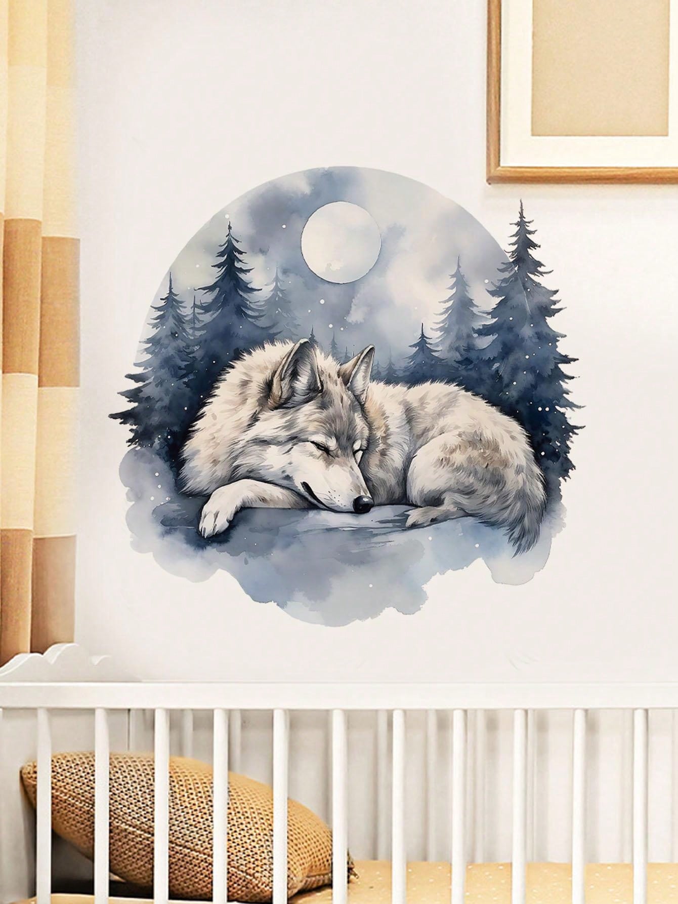 mama look 1pc Fierce Raptor Eagle & Crescent Moon Wolf Wall Sticker ...