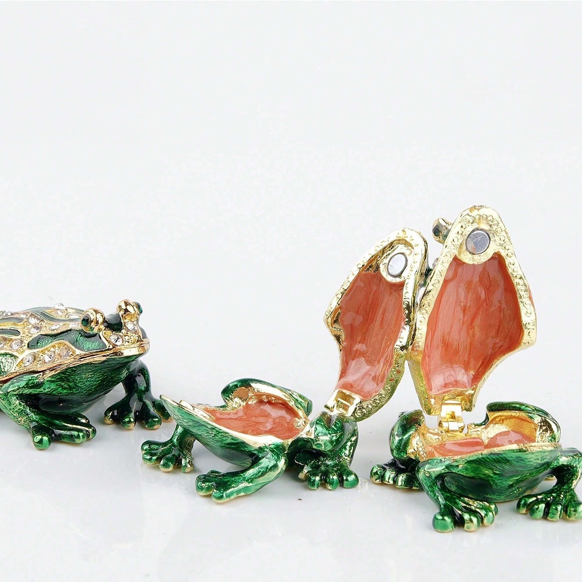 Christmas 3 Frogs Decorative Jewelry Box With Hinged Lid Home Warm Gift ...